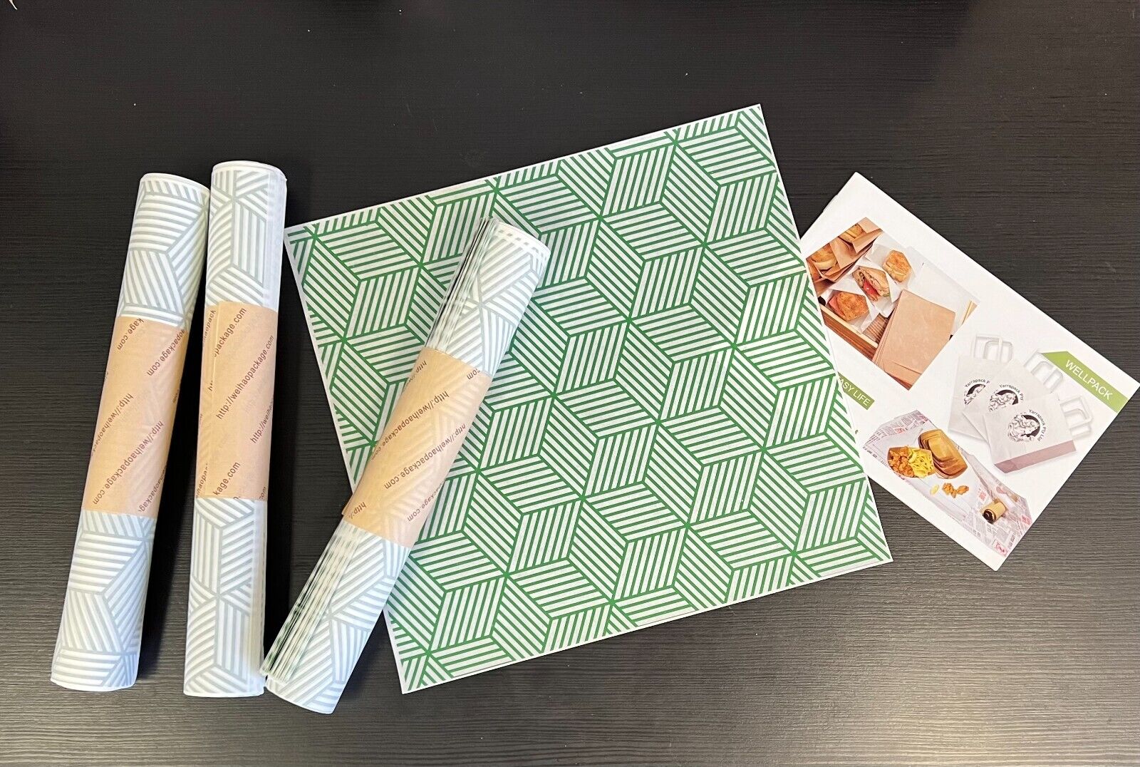 1000 x Geometric Greaseproof Paper Wraps Sushi Sandwich Disposable ...